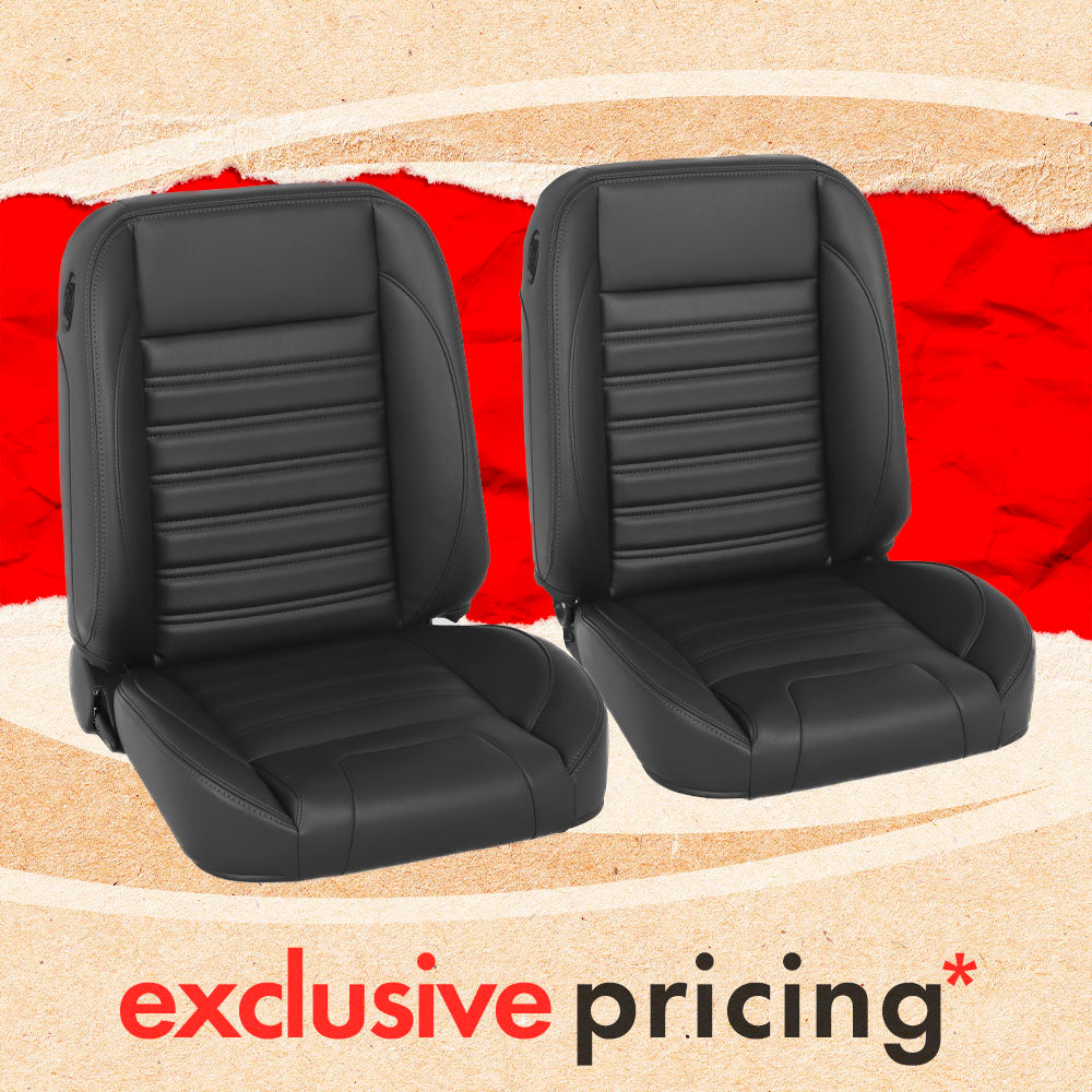 Pro-Classic Universal Sport Low Back Seats - Charcoal Black Vinyl with ...